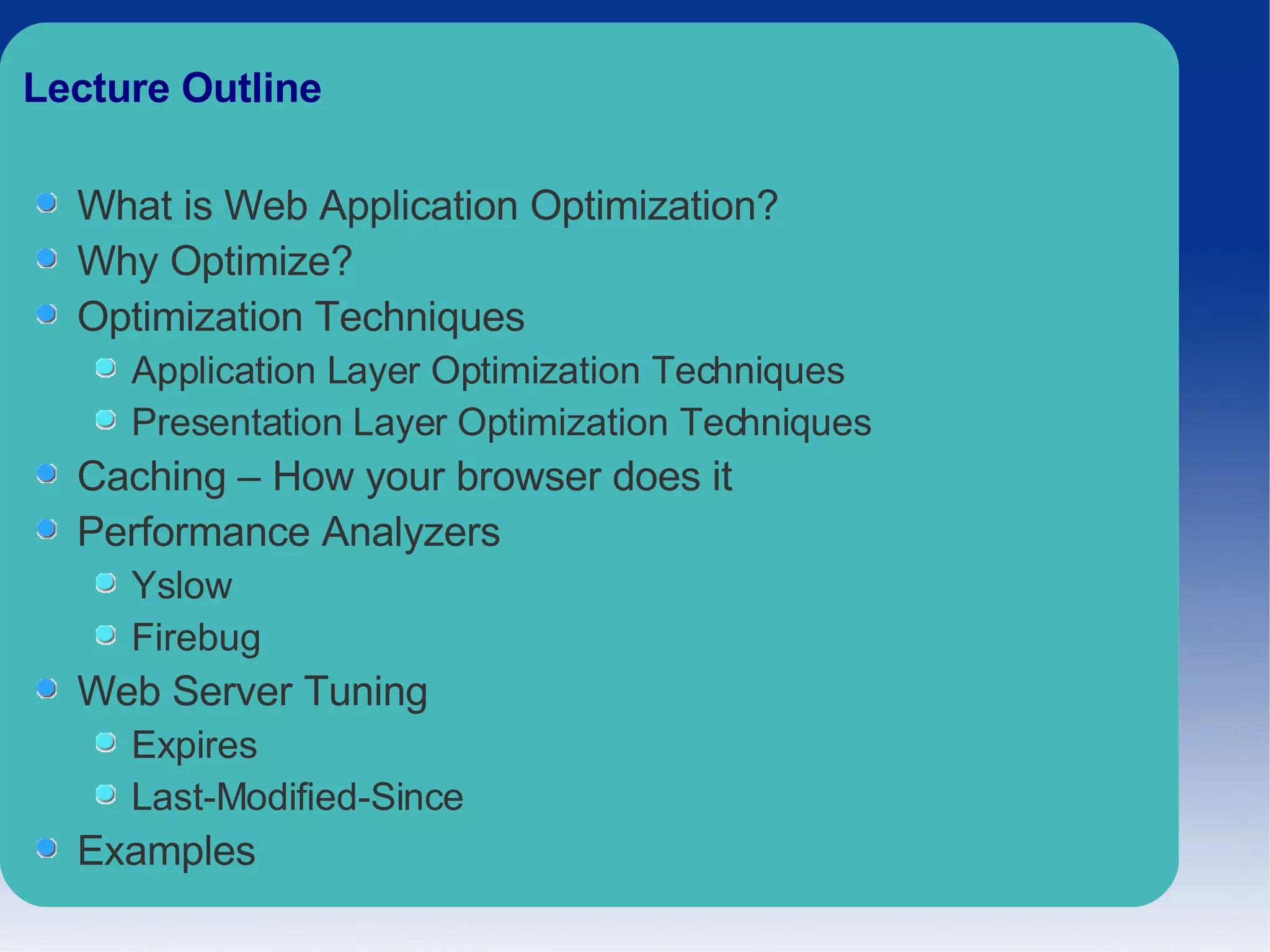 Web Application Optimization Techniques Ppt