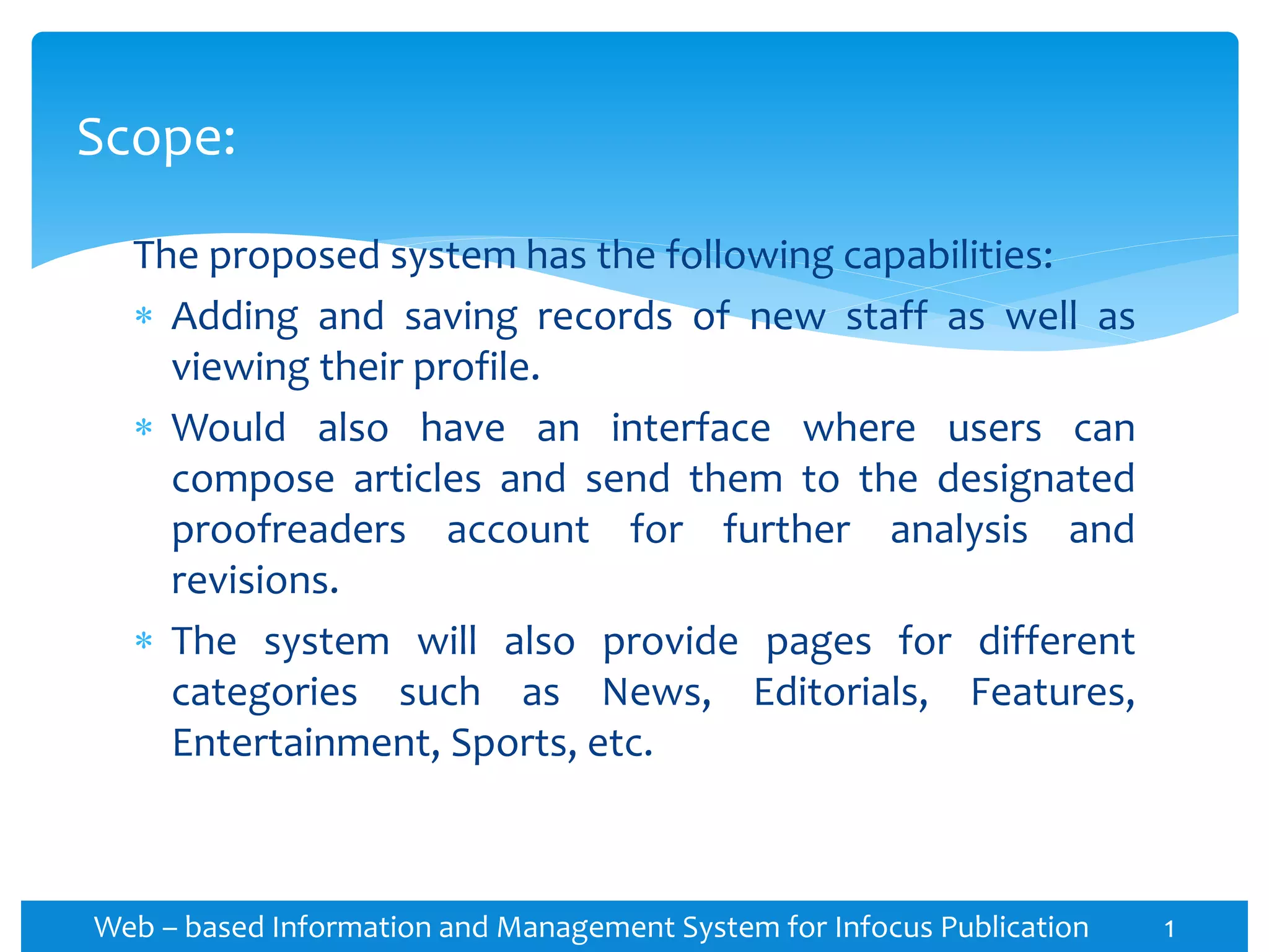 Web based information and management system of infocus publication | PPT