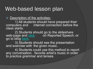 Web based lesson on Reported Speech | PDF