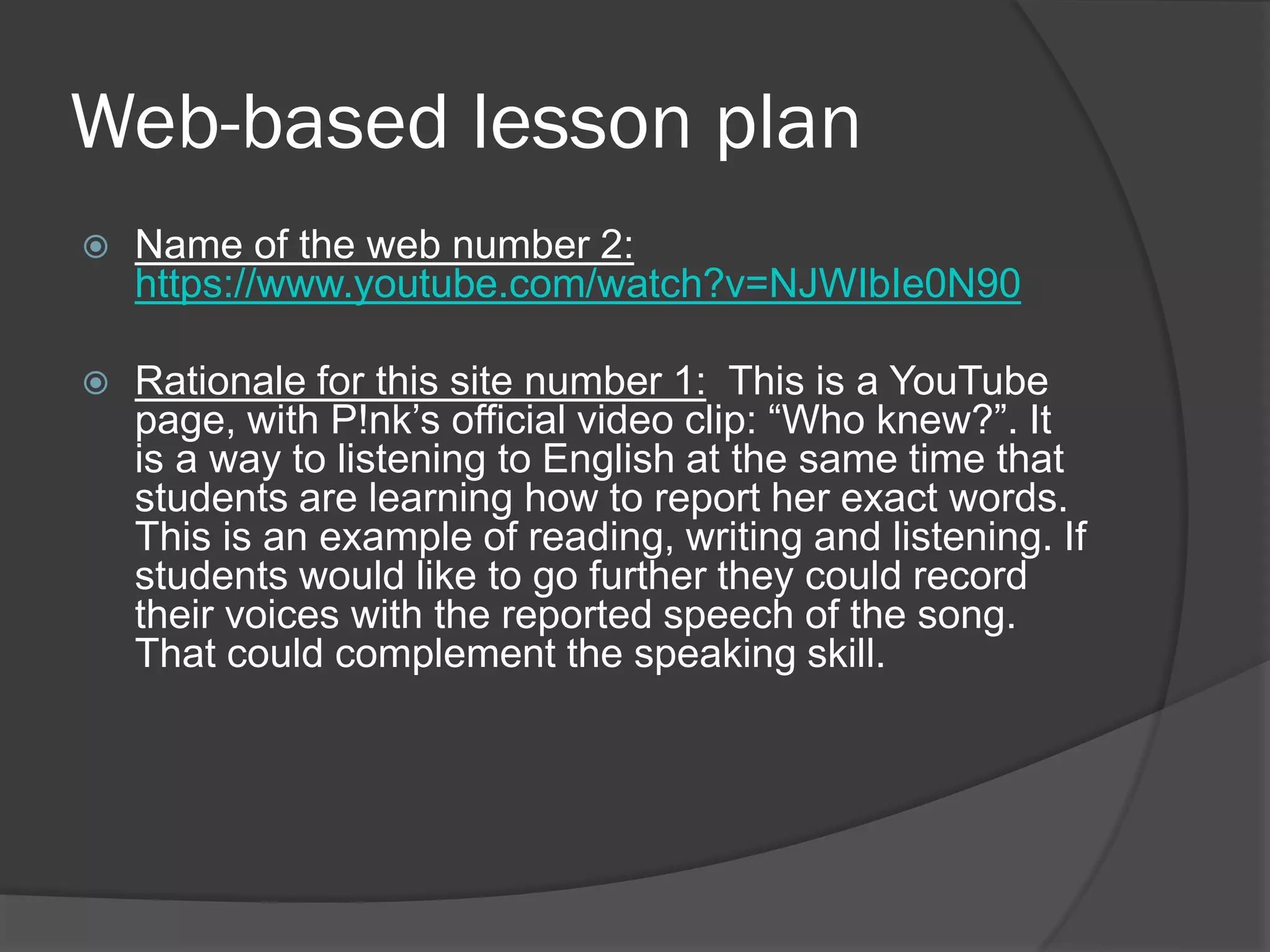Web Based Lesson Plan With Reported Speech Pdf
