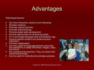 Web-based lessons and e-portfolios | PPT
