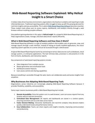 Web-Based Reporting Software Explained Why Helical Insight Is a Smart ...
