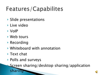 Web Conferencing | PPT | Web Conferencing | Computer Software and Applications