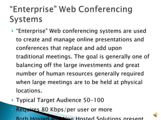 Web Conferencing | PPT | Web Conferencing | Computer Software and Applications
