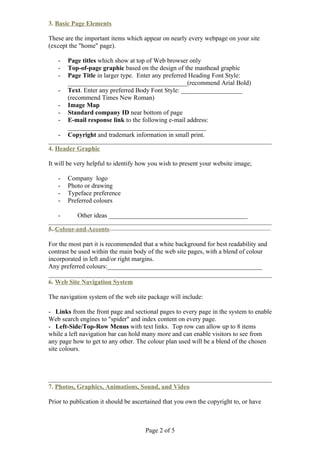 Web Design Planning Worksheet | DOC