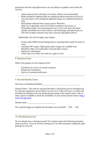 Web Design Planning Worksheet | DOC