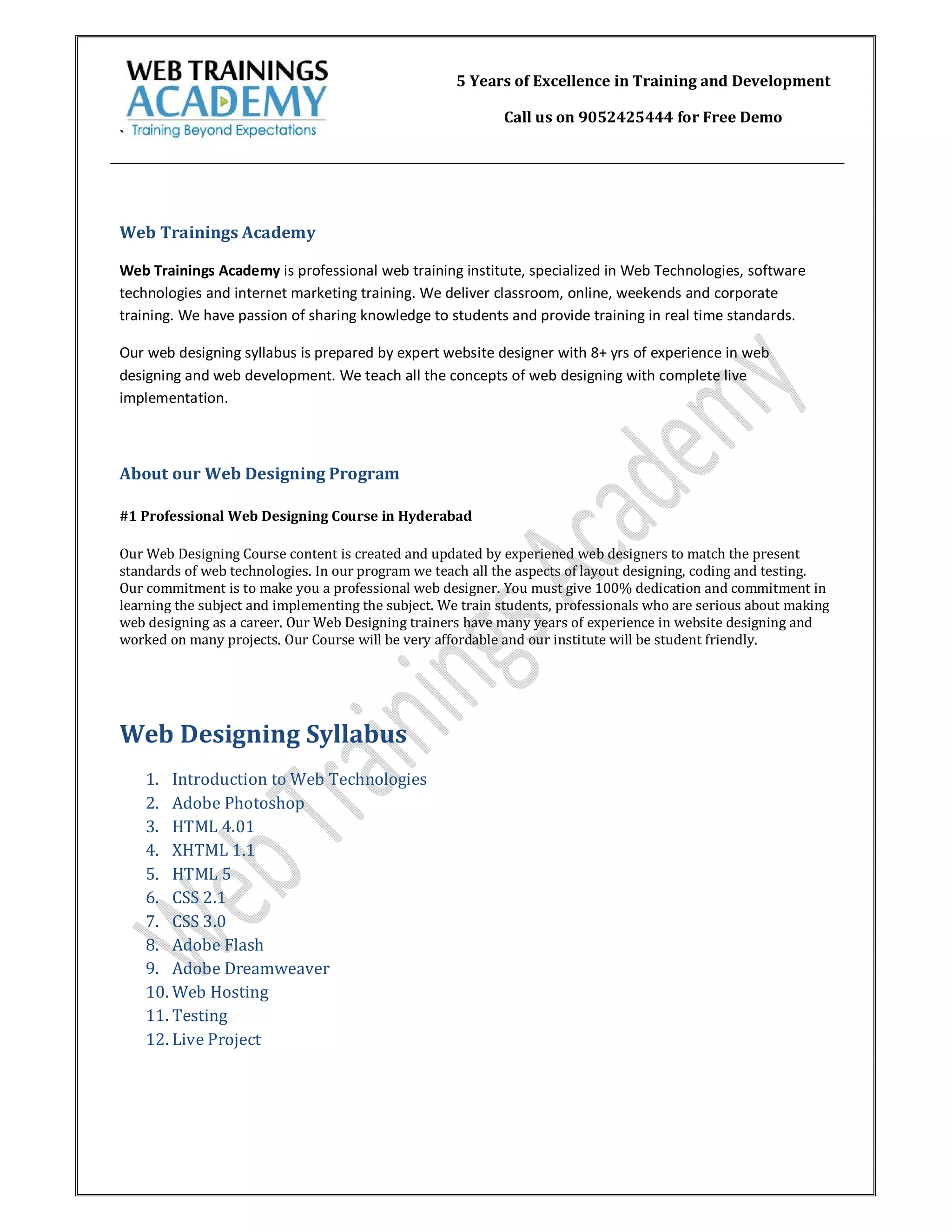 Web Designing Syllabus Pdf