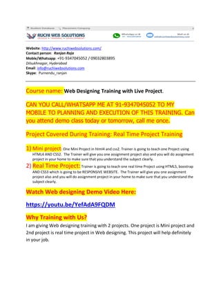Web designing-training-by-ruchiwebsolutions | PDF | Web Design and HTML | Internet