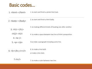 Web designing (1) - Html Basic Codding | PPT