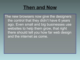 Web Designs History | PPT | Internet | Computing