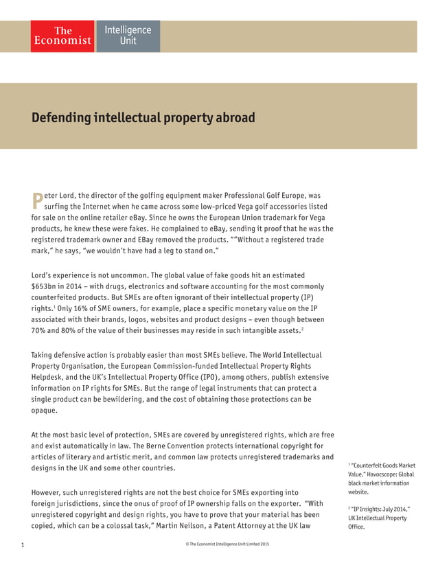 Defending intellectual property abroad | PDF | Small and Medium-sized ...