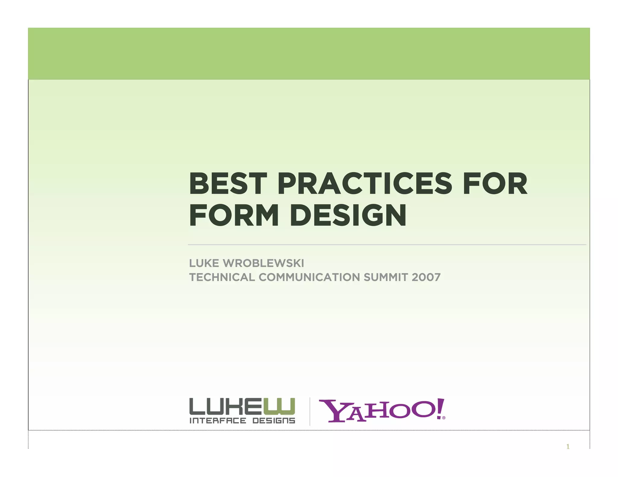 Web Form Design Best Practices Pdf Web Design And Html Internet