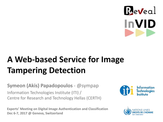 A Web-based Service for Image Tampering Detection | PPTX
