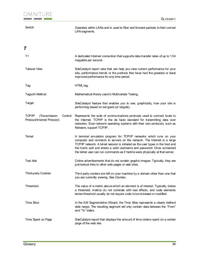 web metric glossary omniture