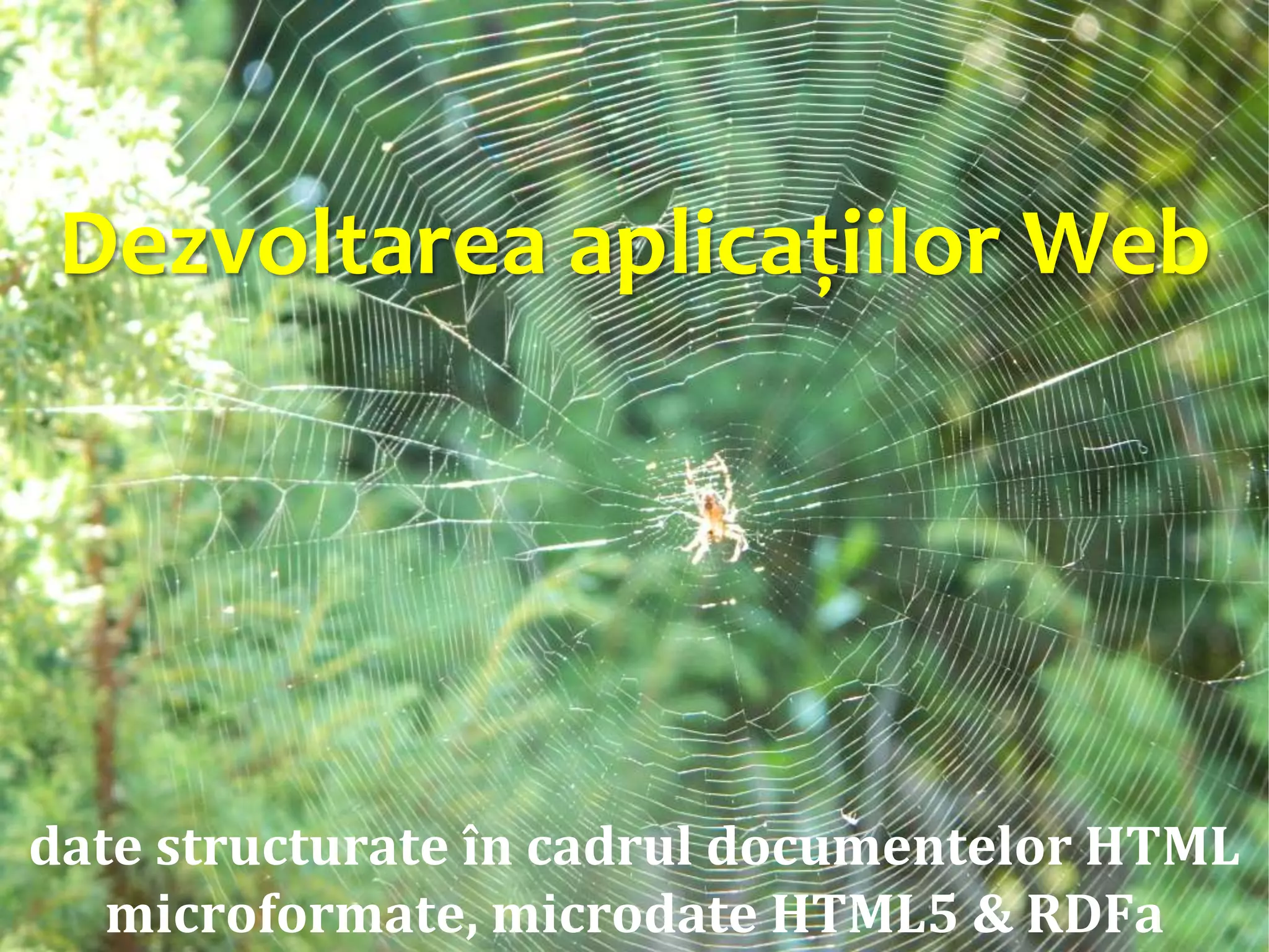 Dezvoltarea aplicațiilor Web (supliment): Modelarea datelor în HTML: microformate, scheme de ...