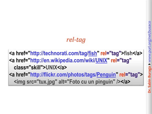 Dezvoltarea aplicațiilor Web (supliment): Modelarea datelor în HTML: microformate, scheme de ...
