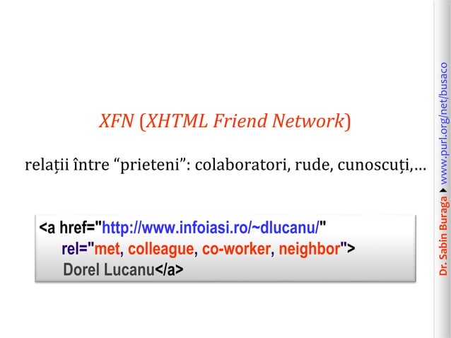 Dezvoltarea aplicațiilor Web (supliment): Modelarea datelor în HTML: microformate, scheme de ...