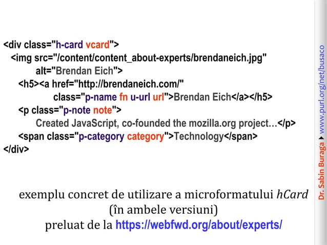 Dezvoltarea aplicațiilor Web (supliment): Modelarea datelor în HTML: microformate, scheme de ...
