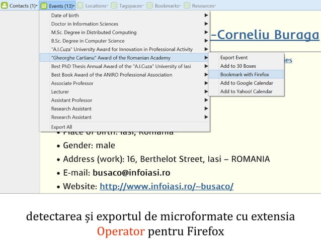 Dezvoltarea aplicațiilor Web (supliment): Modelarea datelor în HTML: microformate, scheme de ...