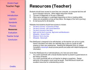 Web Quest The Heros Journey | PPT