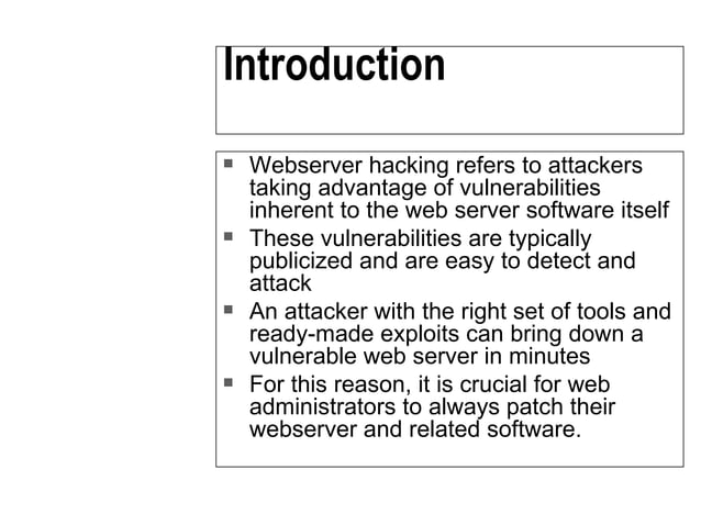 Web Security Introduction Webserver Hacking Refers To Ppt 3865