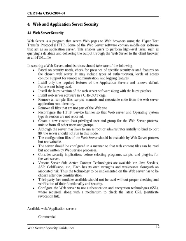Web Server Security Guidelines | PDF