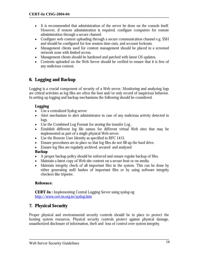 Web Server Security Guidelines | PDF