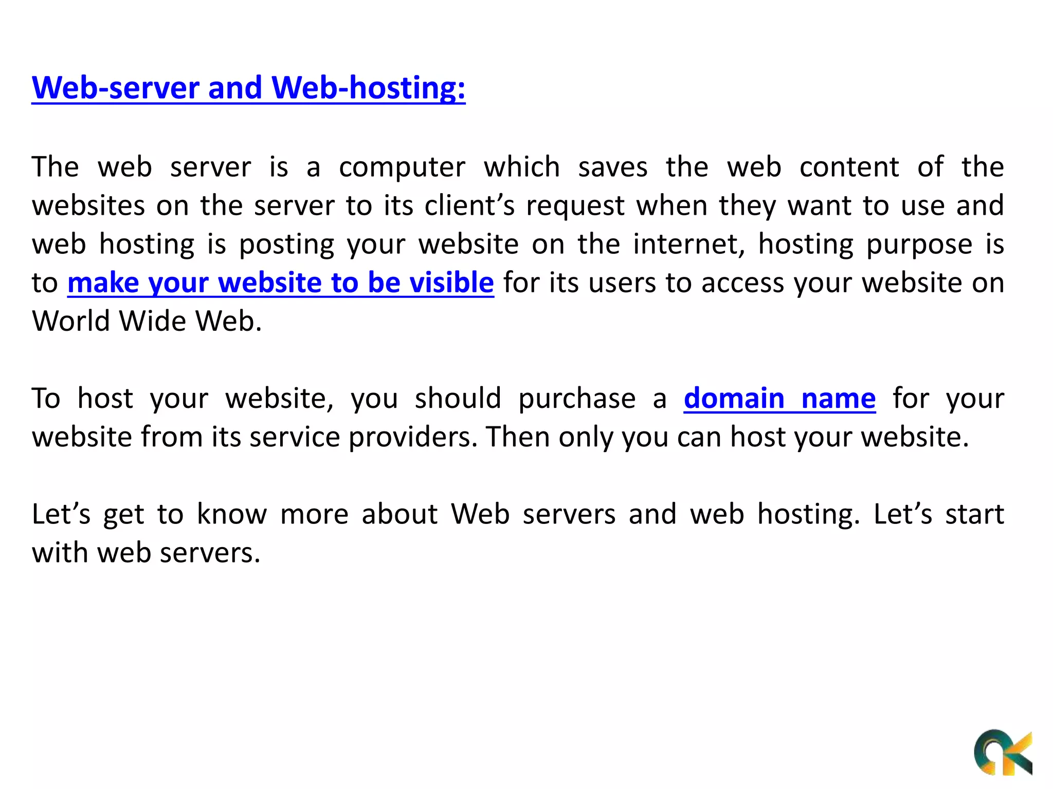 Web server and web-hosting | PPTX