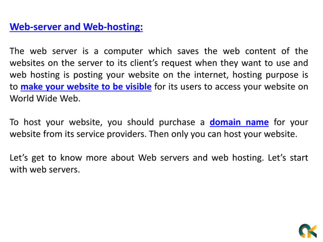 Web server and web-hosting | PPTX