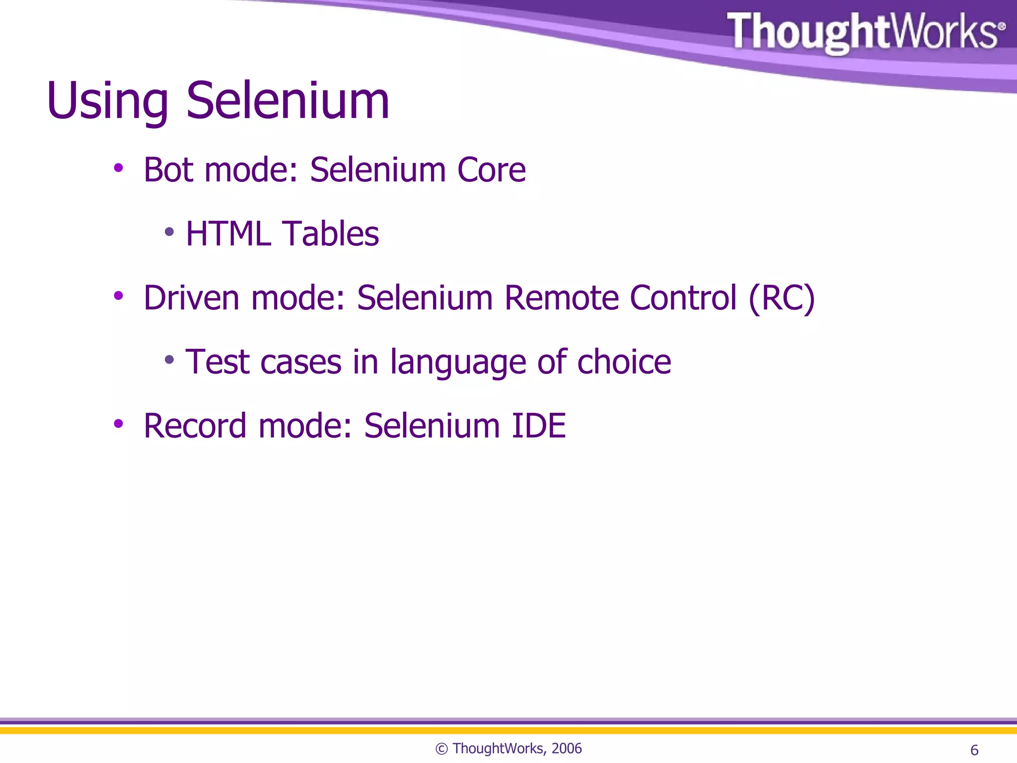 Web Test Automation With Selenium Ppt