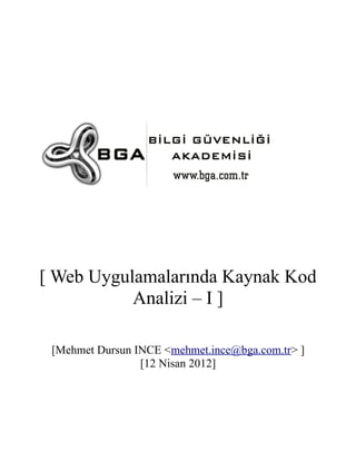 Web Uygulamalarında Kaynak Kod Analizi - 1 | PDF