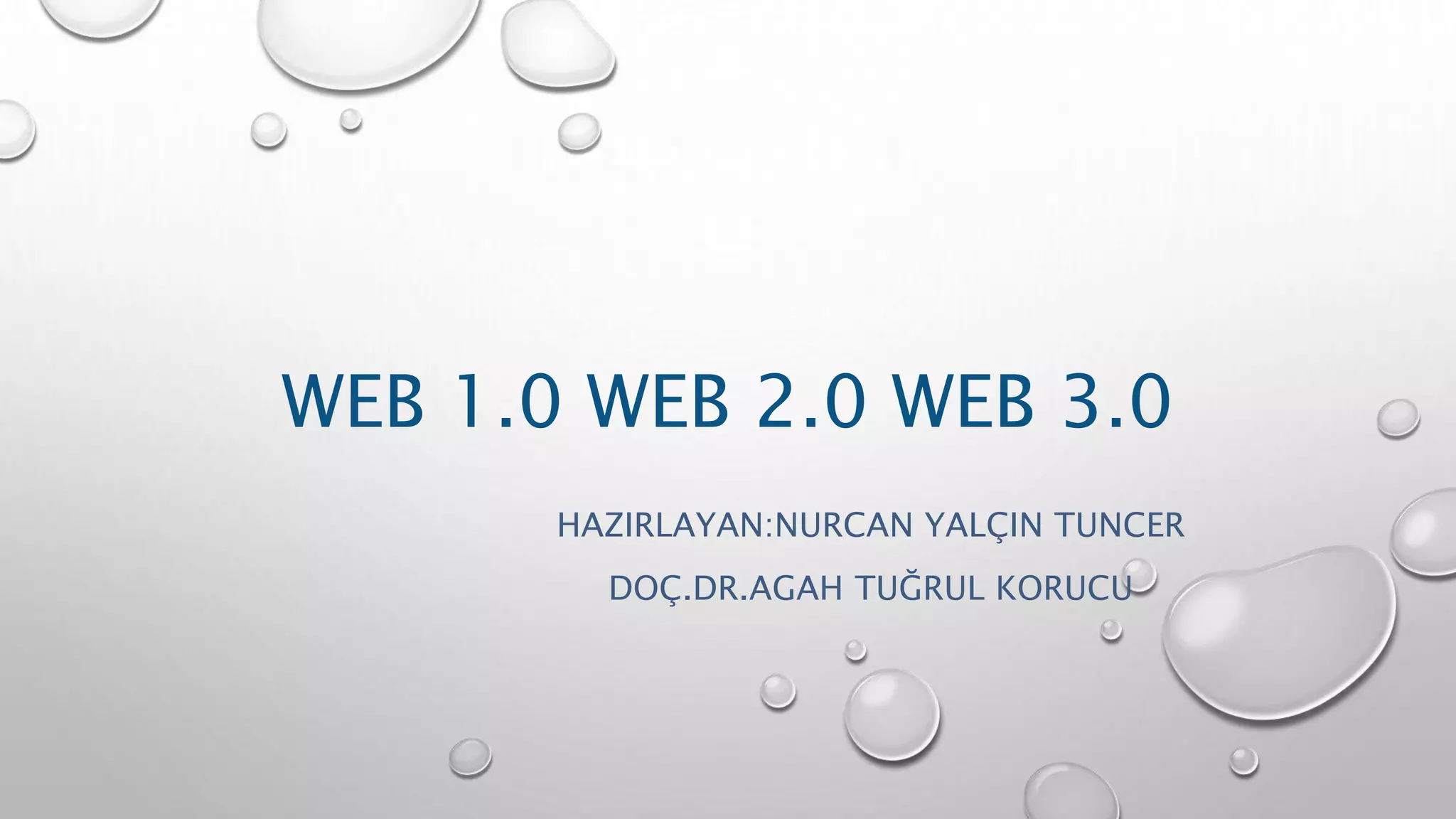 WEB 1.0 WEB 2.0 WEB 3.0 sunum NURCAN YALÇIN TUNCER DOÇ.DR.AGAH TUĞRUL ...