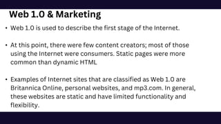 Web 1.0, Web 2.0 & Web 3.0 | PPTX | Internet | Computing