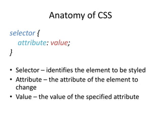 Web 102 INtro to CSS | PPT