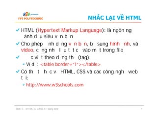 Slide 1 - Thiết kế Web cơ bản | PDF