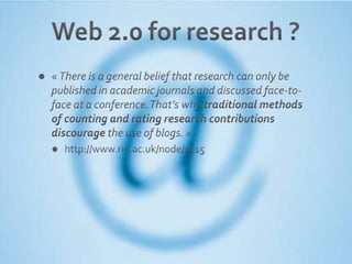 Web2.0 Personal Research Environment | PPTX