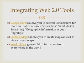 Web 2.0 tools for social studies | PPTX