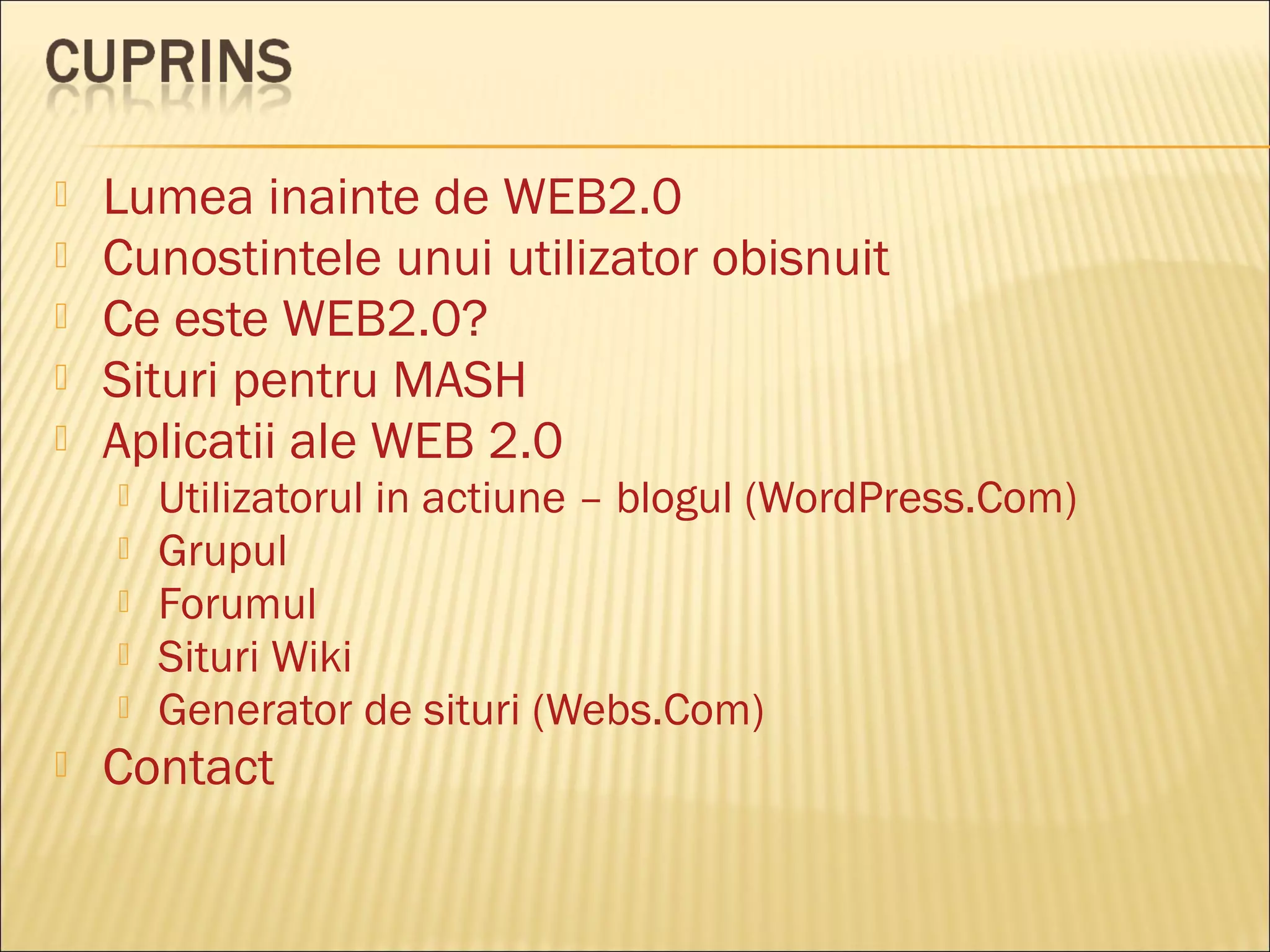 Web2.0 - tutorial si exemple | PPT