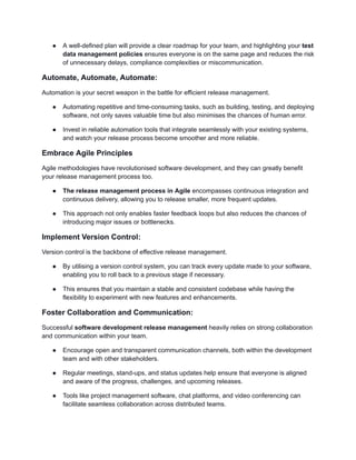 7 Best Practices To Improve Your Release Management Process | PDF