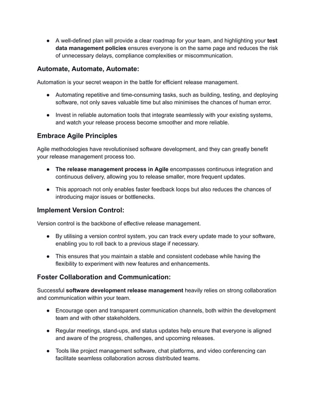 7 Best Practices To Improve Your Release Management Process | PDF