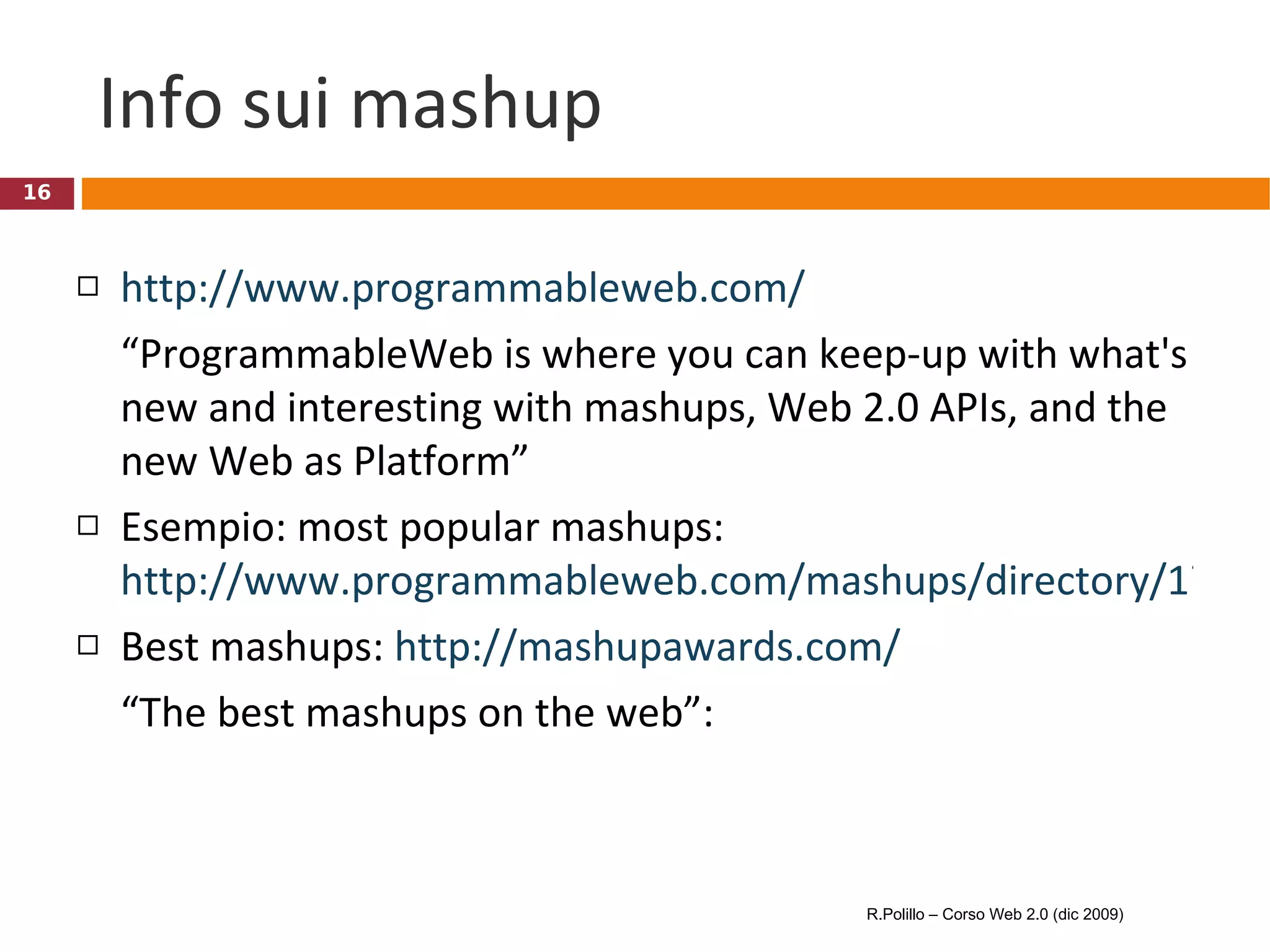Lezione 7: Mashup | PPT