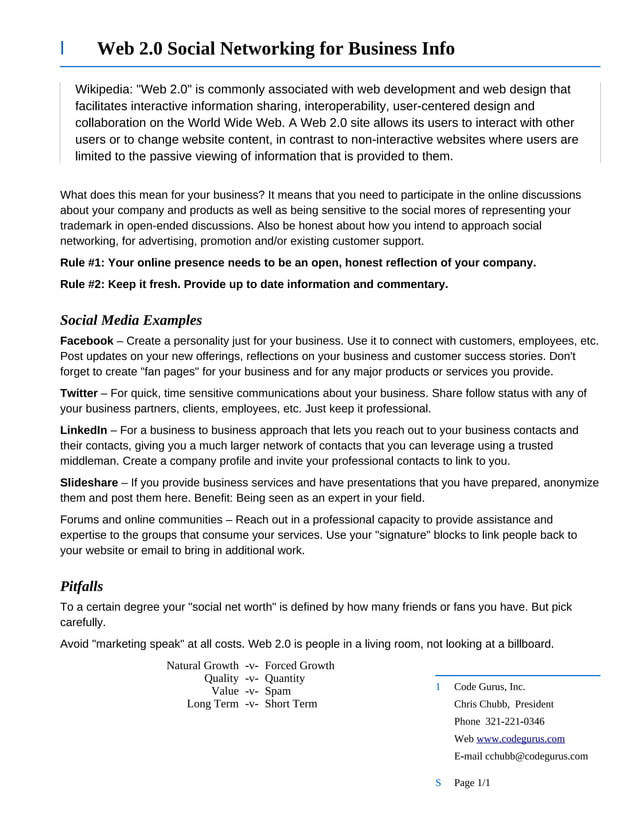 Web 20 Checklist | ODT | Social Networking | Internet