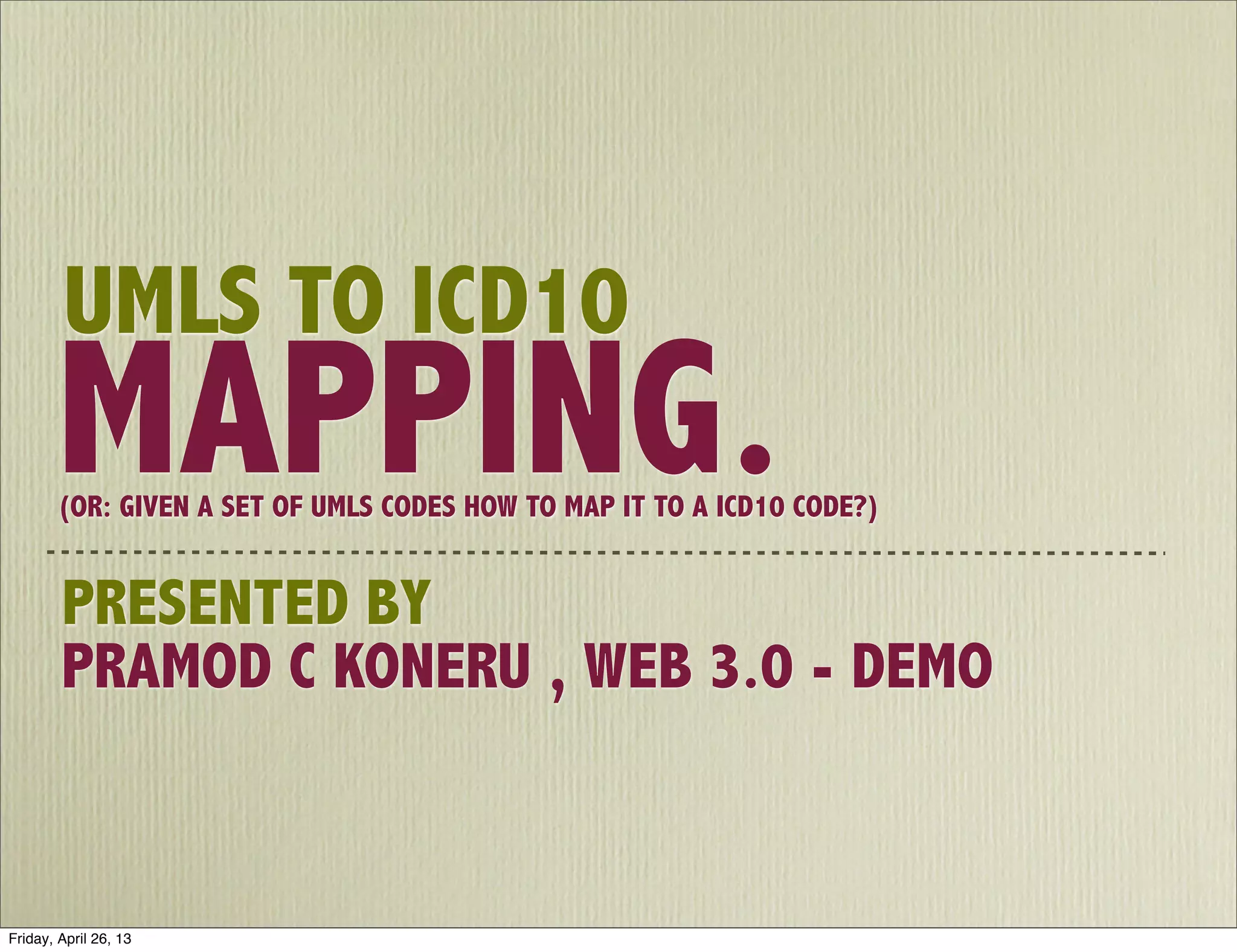 Mapping UMLS to ICD10 codes | PDF