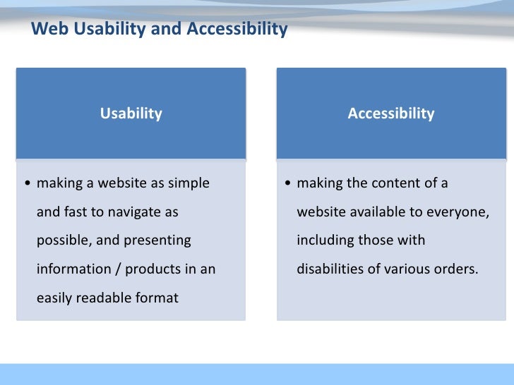 Web Usability And Accessibility Usability