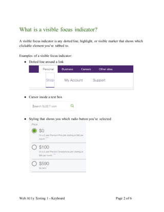 Web accessibility testing 1 - keyboard | DOCX | Internet for Beginners ...