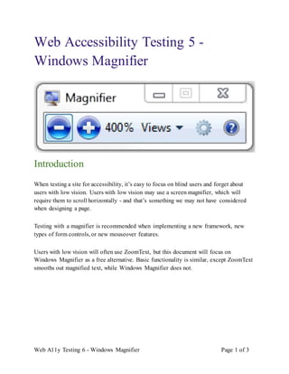 Web accessibility testing 5 - Windows magnifier | DOCX | Computing ...
