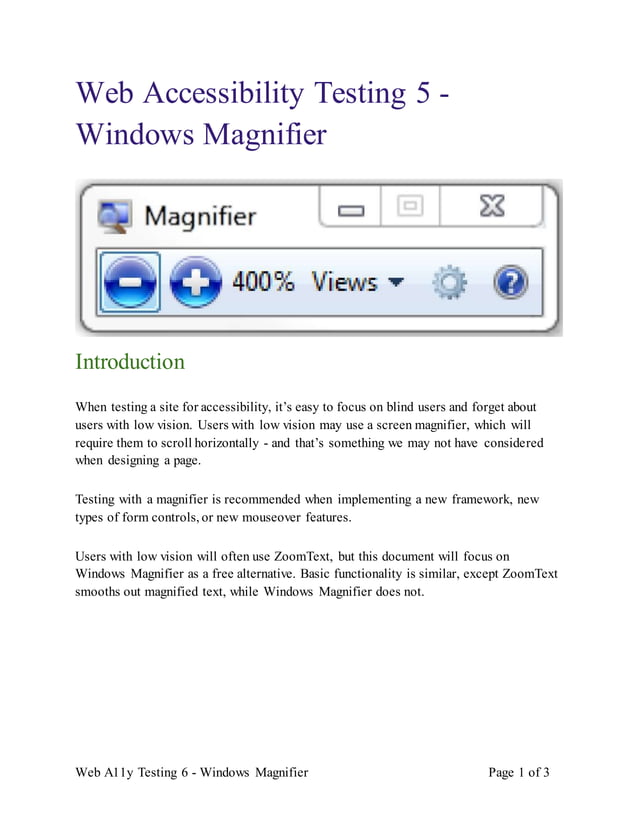Web accessibility testing 5 - Windows magnifier | DOCX | Computing ...