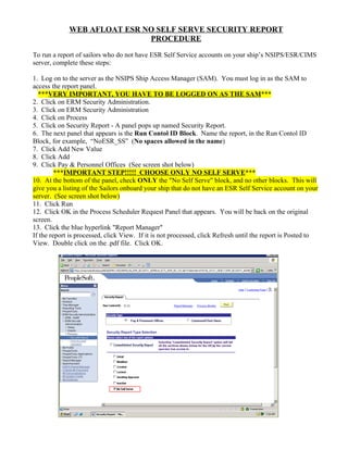 Web afloat no self serve security report procedure | PDF