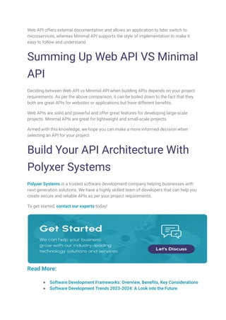 Understanding API Architectures: Web API vs. Minimal API – An In-Depth Comparison | PDF | Web ...