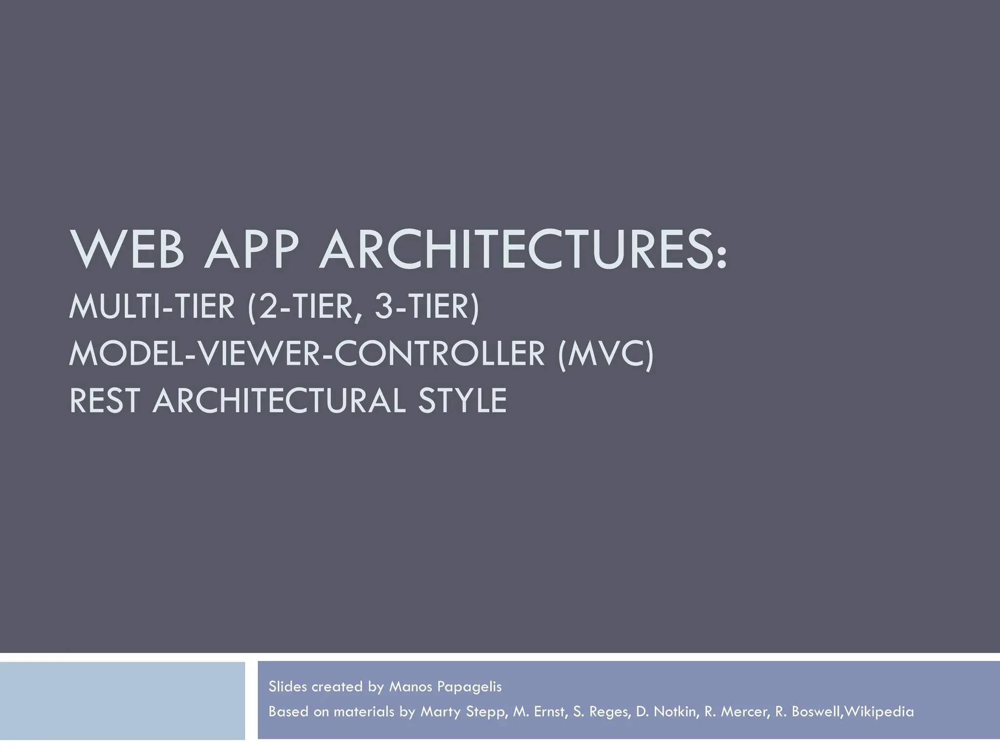 Web App Architectures and Design Patterns | PPT
